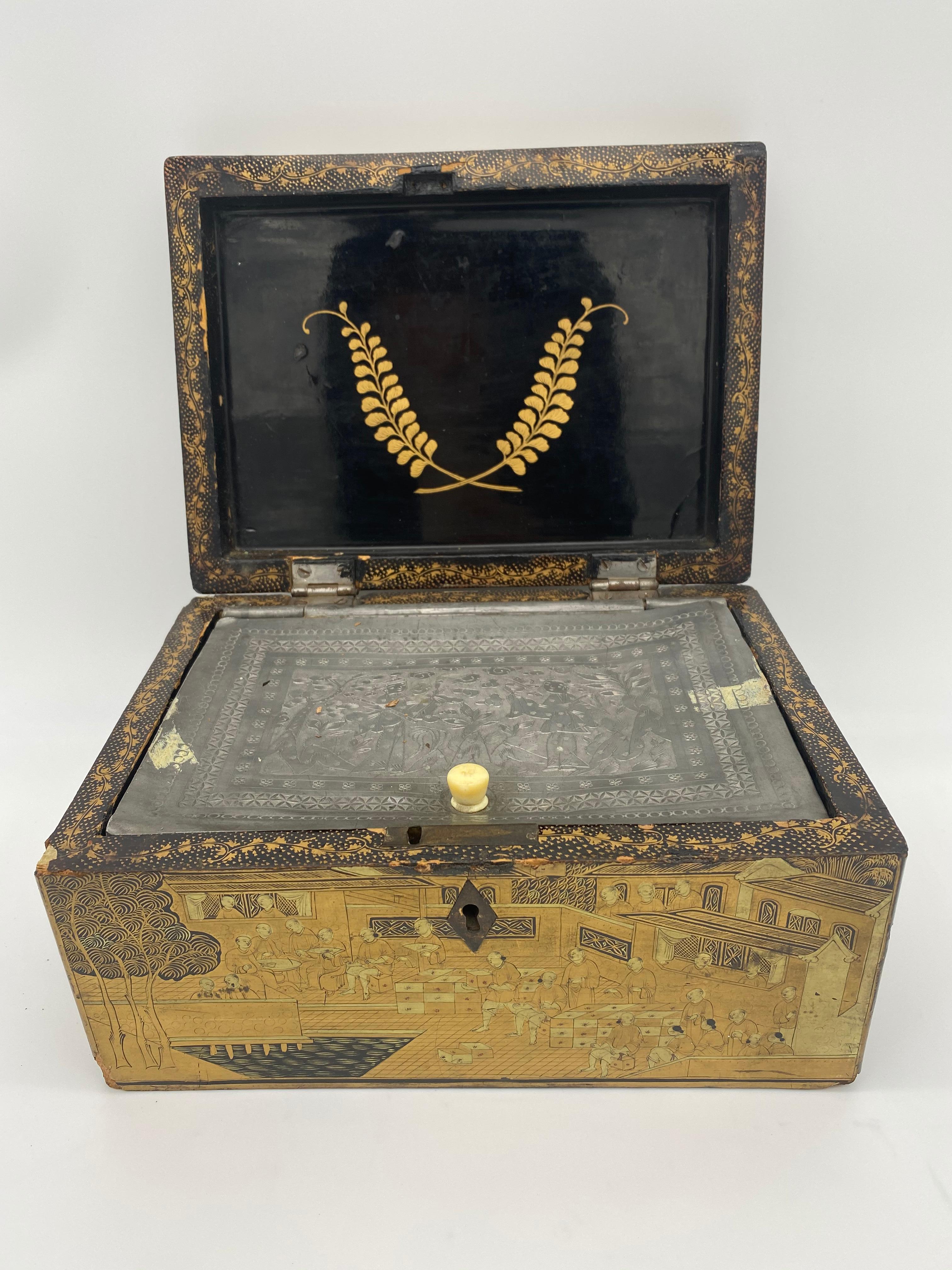 19th Century Chinese Lacquer Tea Caddy at 1stDibs | queencard box ...