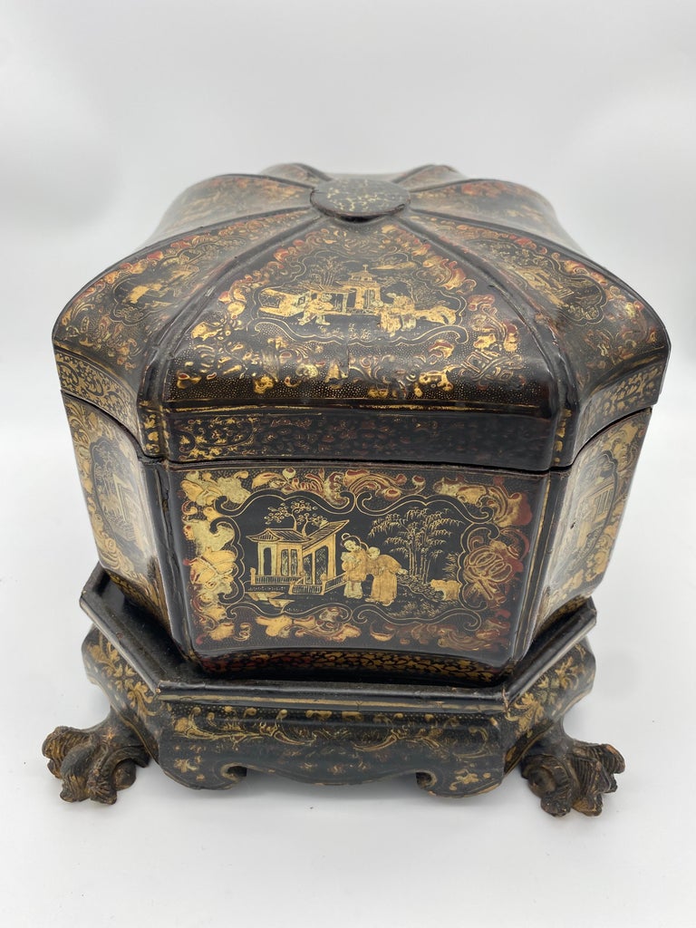 19th Century Chinese Lacquer Tea Caddy For Sale at 1stDibs