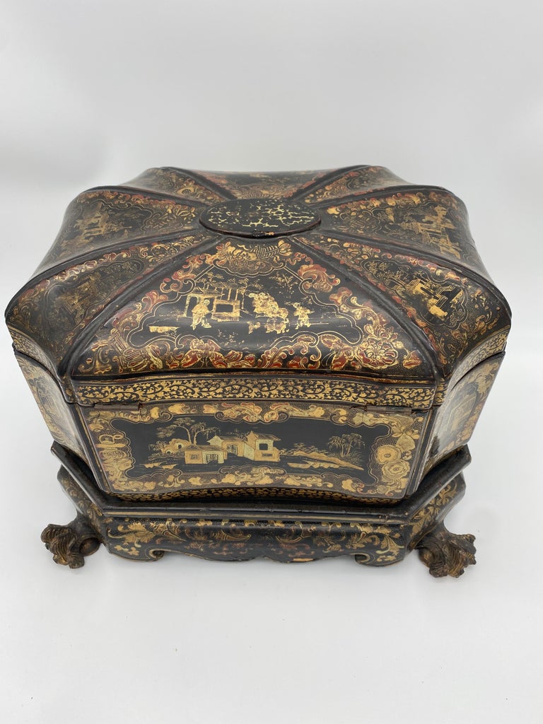19th Century Chinese Lacquer Tea Caddy For Sale at 1stDibs