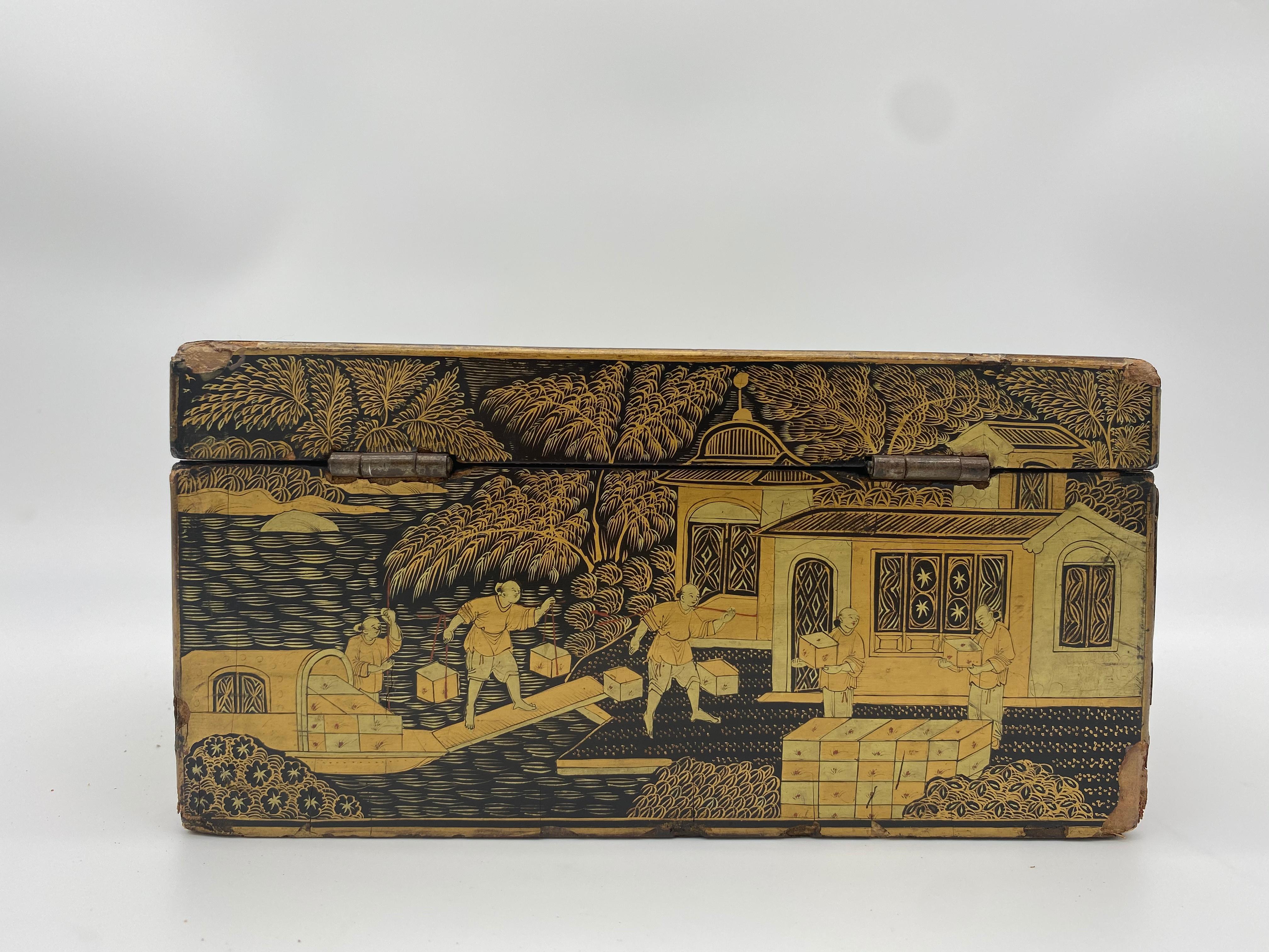 19th Century Chinese Lacquer Tea Caddy at 1stDibs | queencard box ...