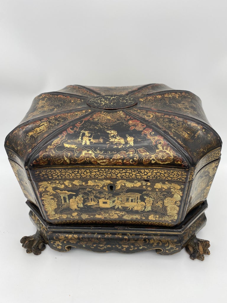 19th Century Chinese Lacquer Tea Caddy For Sale at 1stDibs