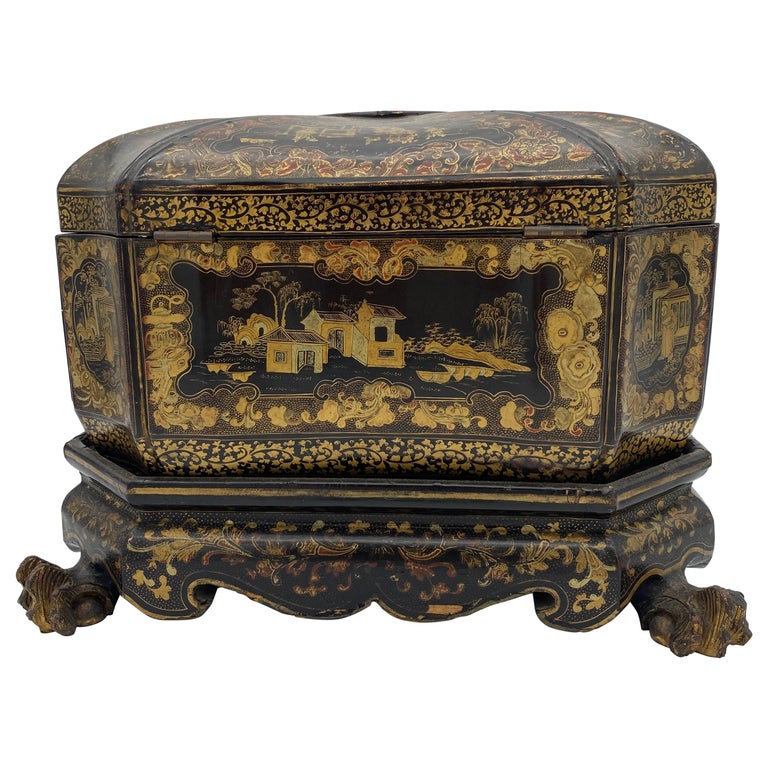 19th Century Chinese Lacquer Tea Caddy For Sale at 1stDibs