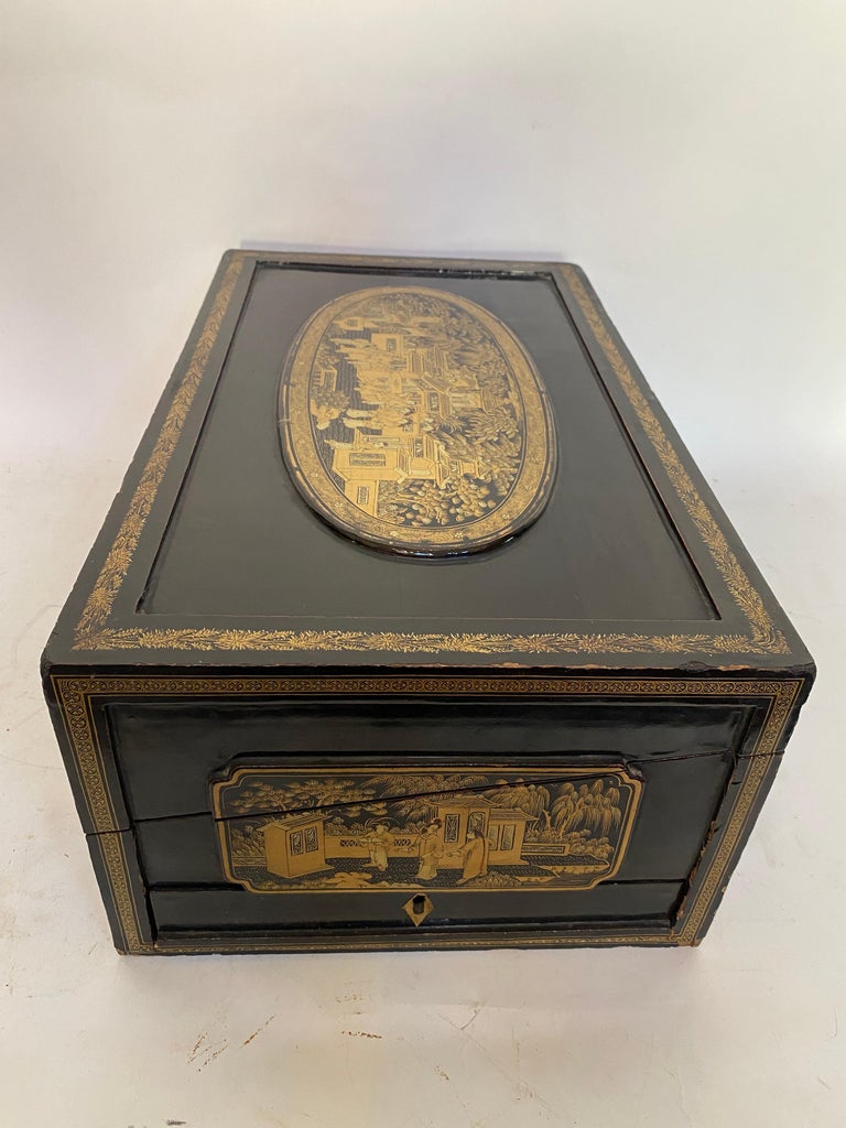 19th Century Chinese Lacquer Writing Box For Sale at 1stDibs