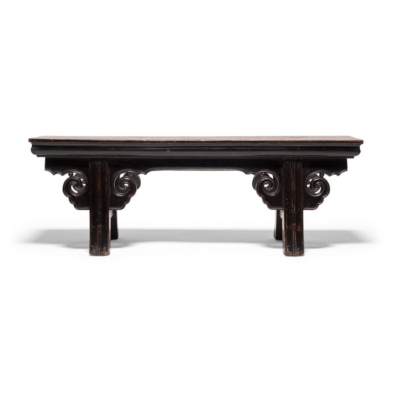 Chinese Low Flared Leg Bench, c. 1850 at 1stDibs
