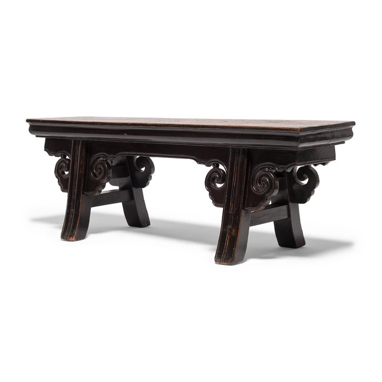 Chinese Low Flared Leg Bench, c. 1850 at 1stDibs