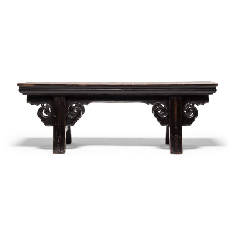 Chinese Low Flared Leg Bench, c. 1850 at 1stDibs