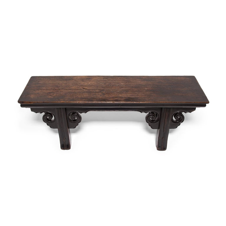 Chinese Low Flared Leg Bench, c. 1850 at 1stDibs