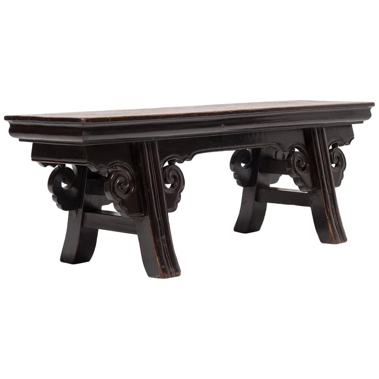 Chinese Low Flared Leg Bench, c. 1850 at 1stDibs