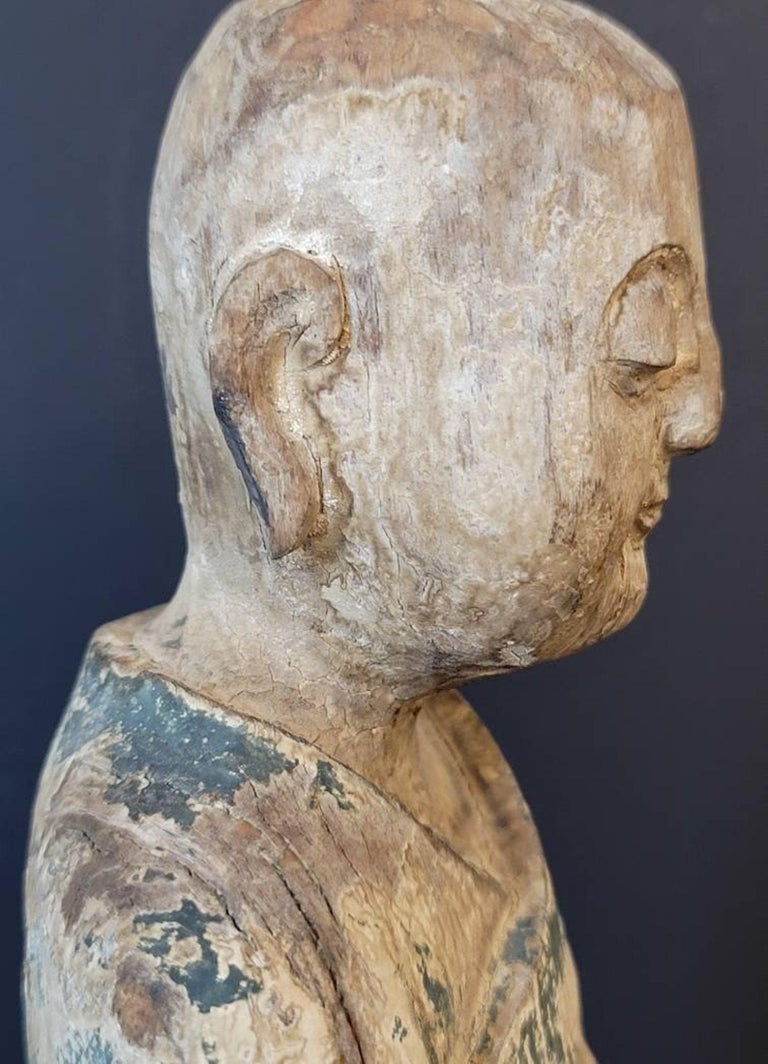 19th Century Chinese Meditation Buddha Carved Statue For Sale at 1stDibs