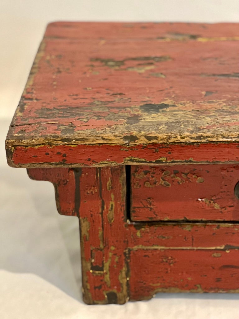 19th Century Chinese Ming Style Red Lacquered Low Tea or Altar Table ...