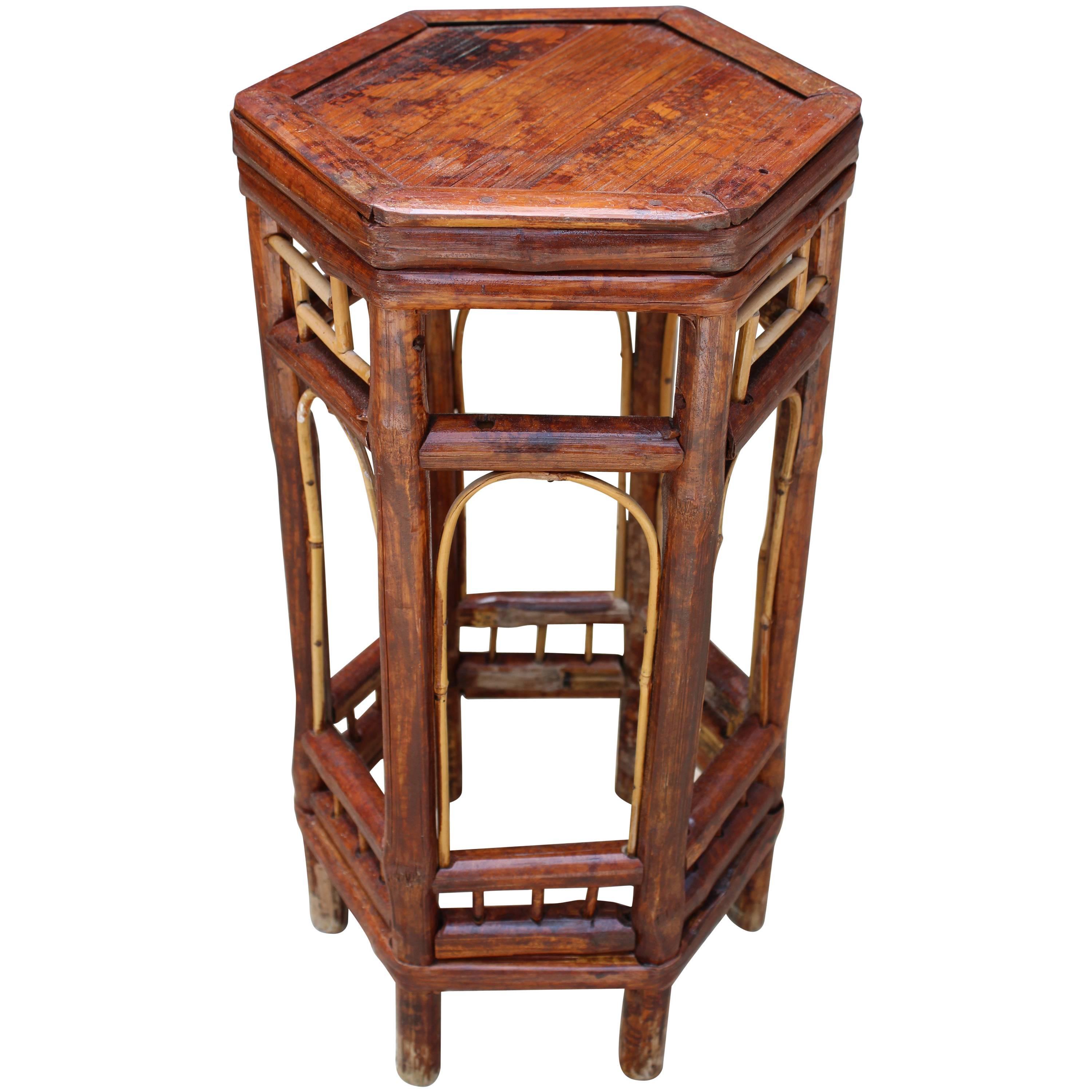 Pair of Mastercraft Nickel Silver Glass Faux Bamboo Octagon Side Tables ...