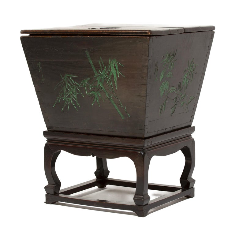 19th Century Chinese Painted Ice Box with Stand at 1stDibs
