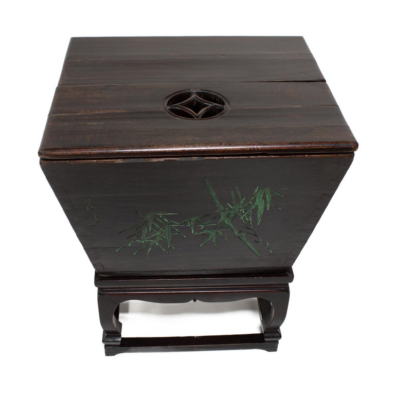 19th Century Chinese Painted Ice Box with Stand at 1stDibs