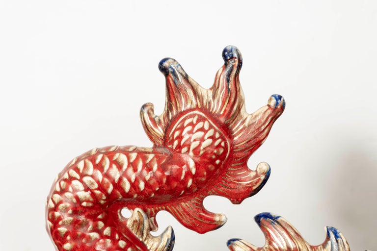 19th Century Chinese Porcelain Dragon Sculpture on Stand at 1stDibs