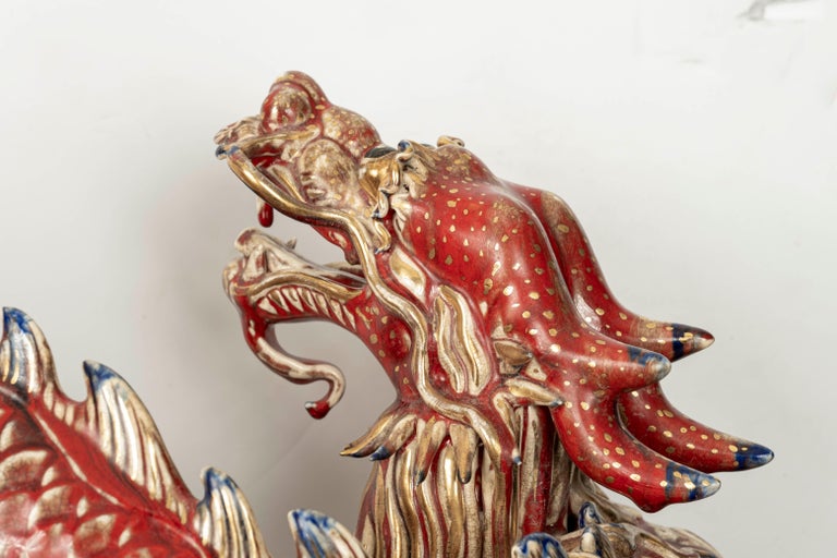 19th Century Chinese Porcelain Dragon Sculpture on Stand at 1stDibs