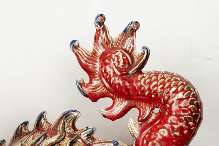 19th Century Chinese Porcelain Dragon Sculpture on Stand at 1stDibs