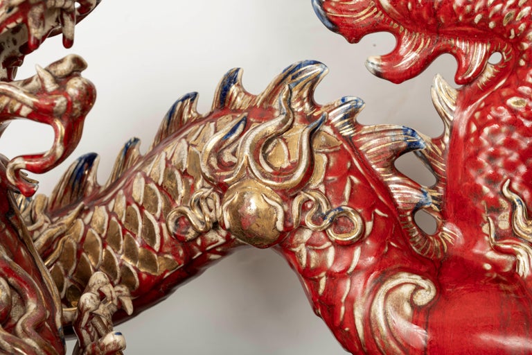 19th Century Chinese Porcelain Dragon Sculpture on Stand at 1stDibs
