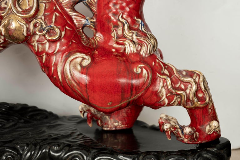 19th Century Chinese Porcelain Dragon Sculpture on Stand at 1stDibs