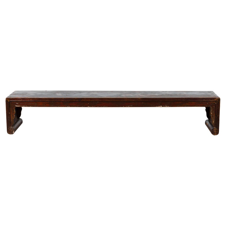 19th Century Chinese Qing Dynasty Low Waterfall Style Prayer Table with ...