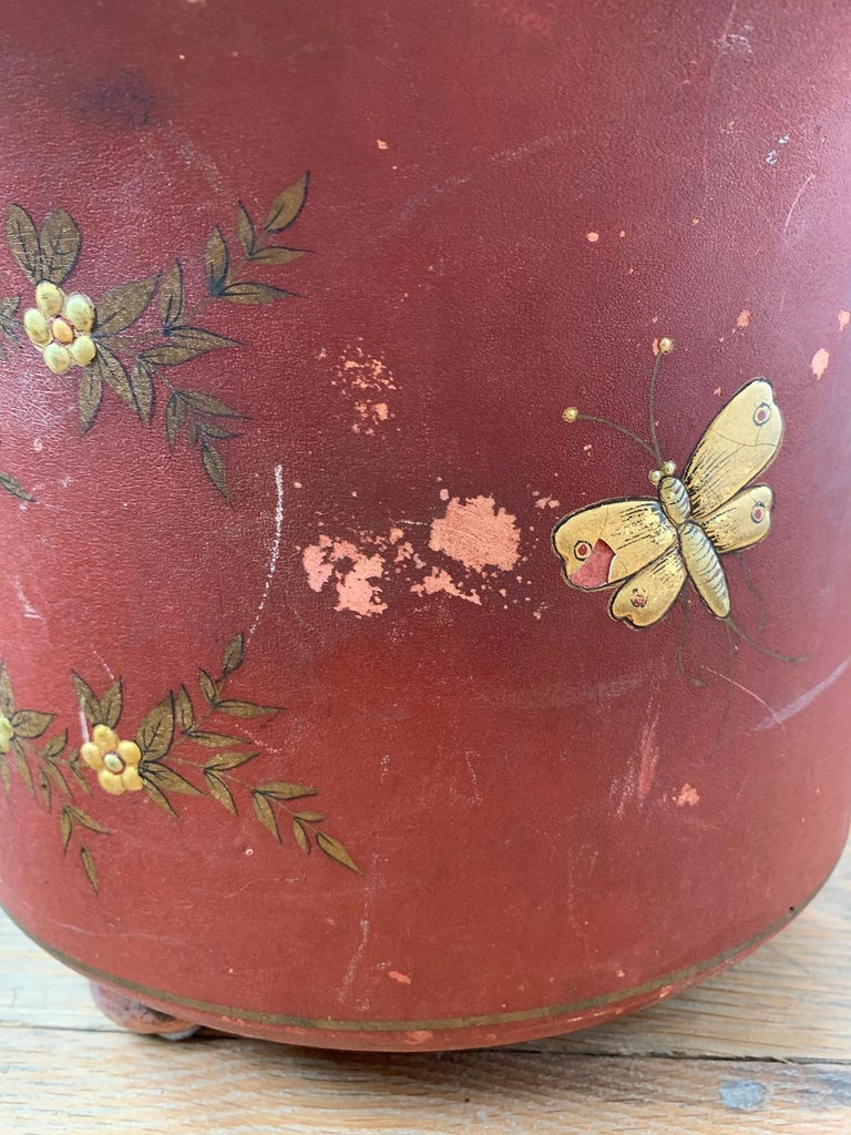 19th Century Chinese Red and Gilt Terracotta Cachepot with Green ...