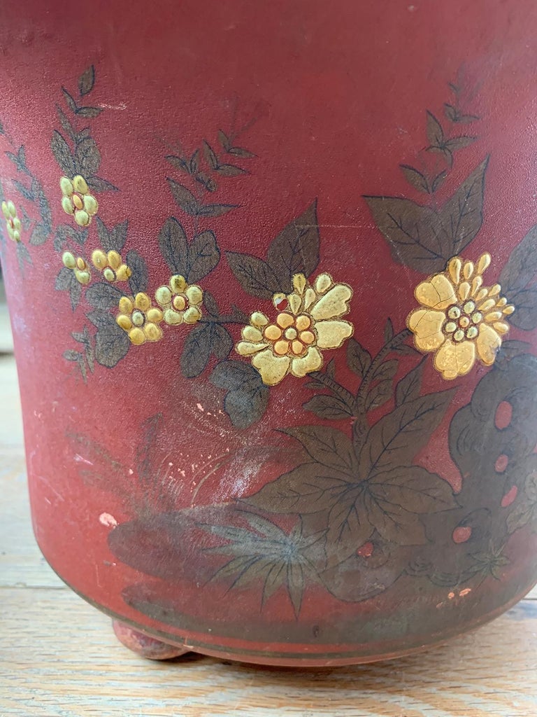 19th Century Chinese Red and Gilt Terracotta Cachepot with Green ...