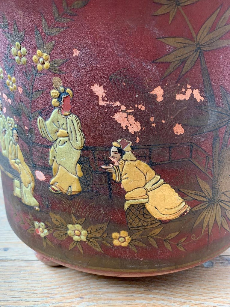 19th Century Chinese Red and Gilt Terracotta Cachepot with Green ...