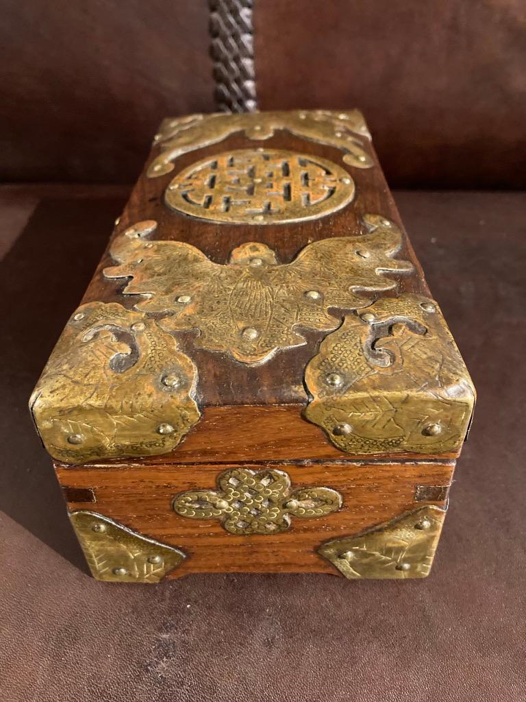 19th Century Chinese Rosewood Box with Copper Mounts at 1stDibs
