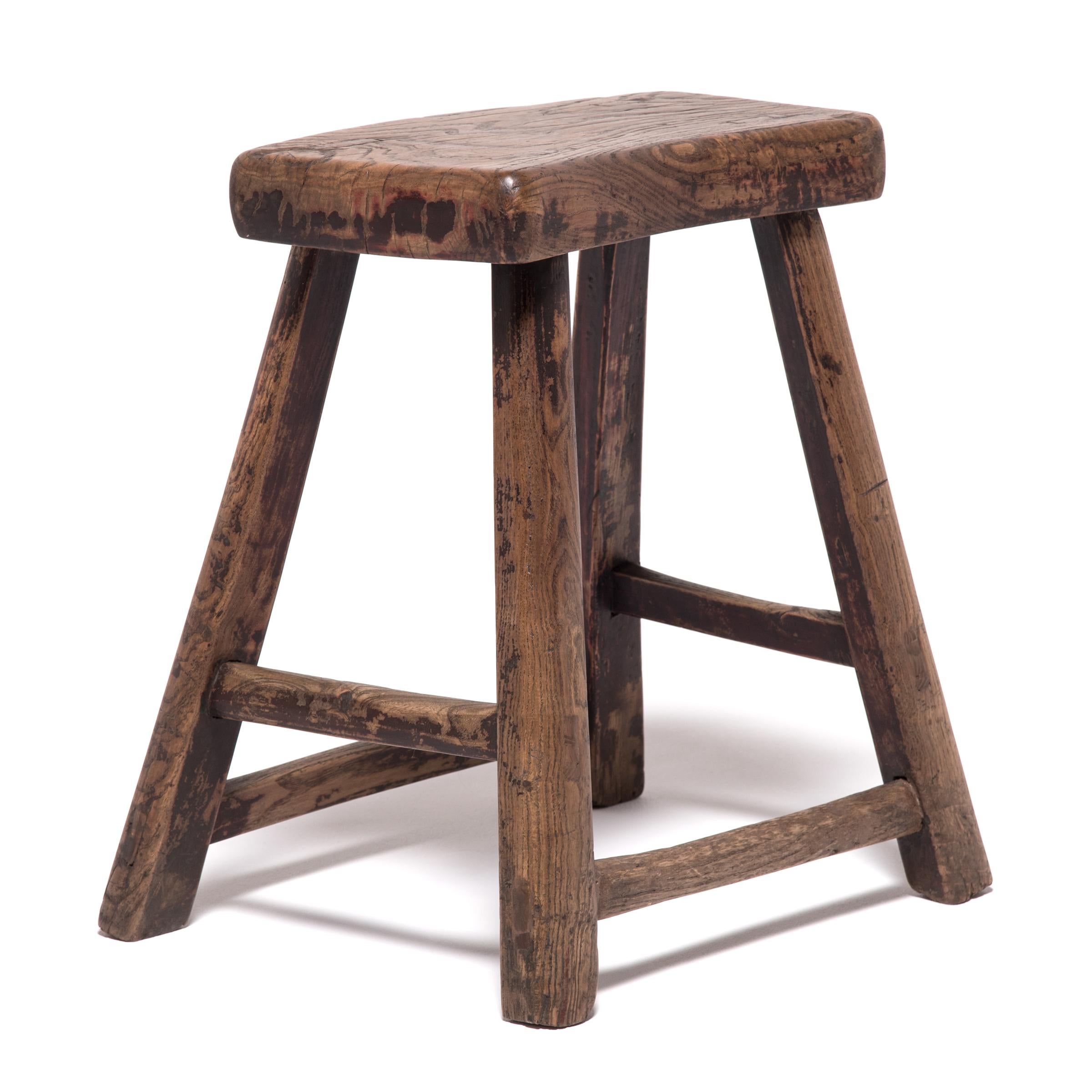 19th Century Chinese Rustic Tapered Leg Stool at 1stDibs | tapered stool