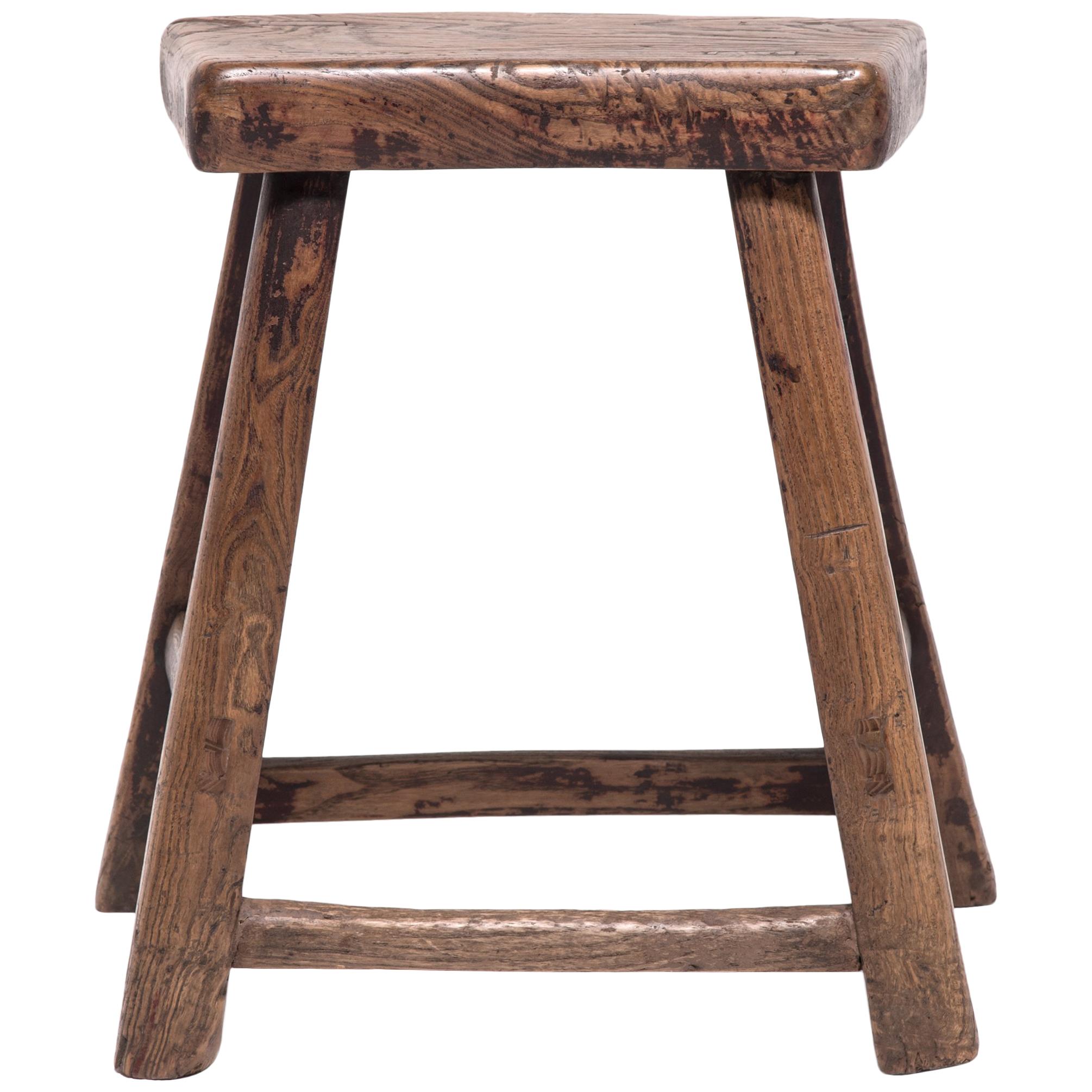 19th Century Chinese Rustic Tapered Leg Stool at 1stDibs | tapered stool