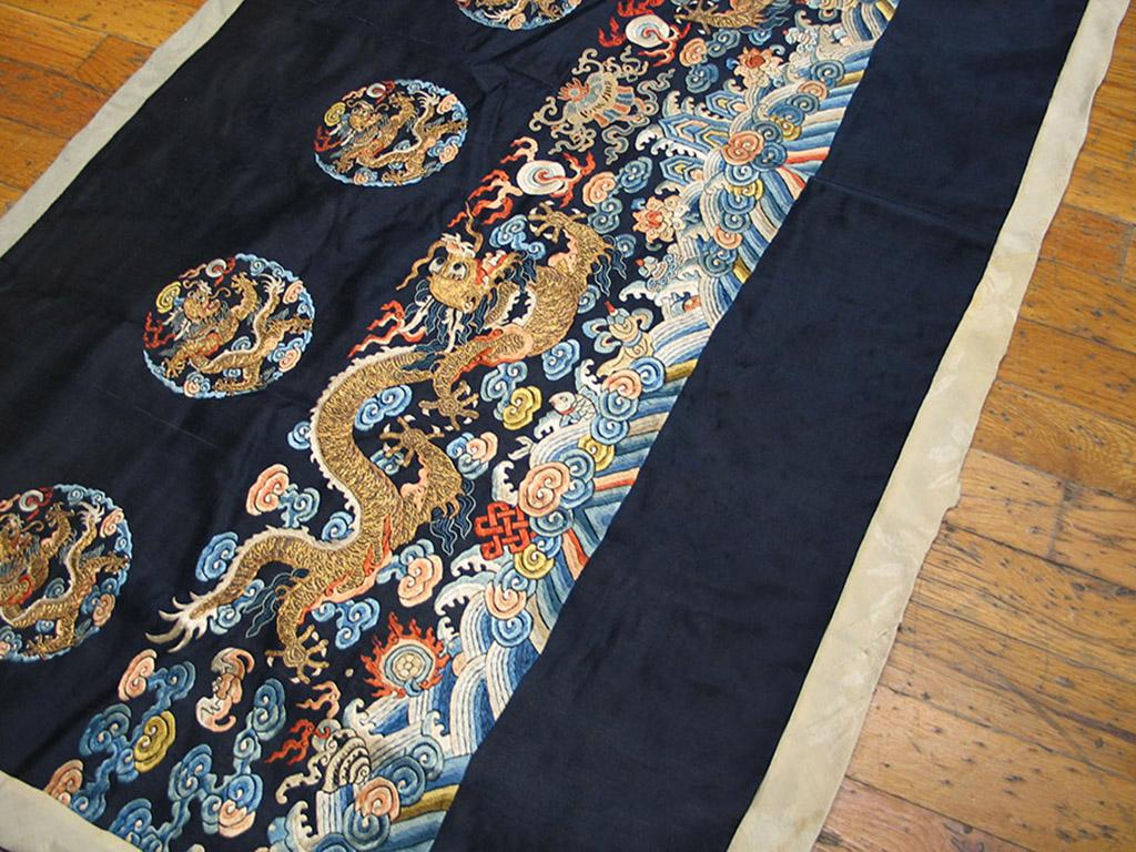 19th Century Chinese Silk and Metallic Thread Embroidery (2'6" x 4'4 ...