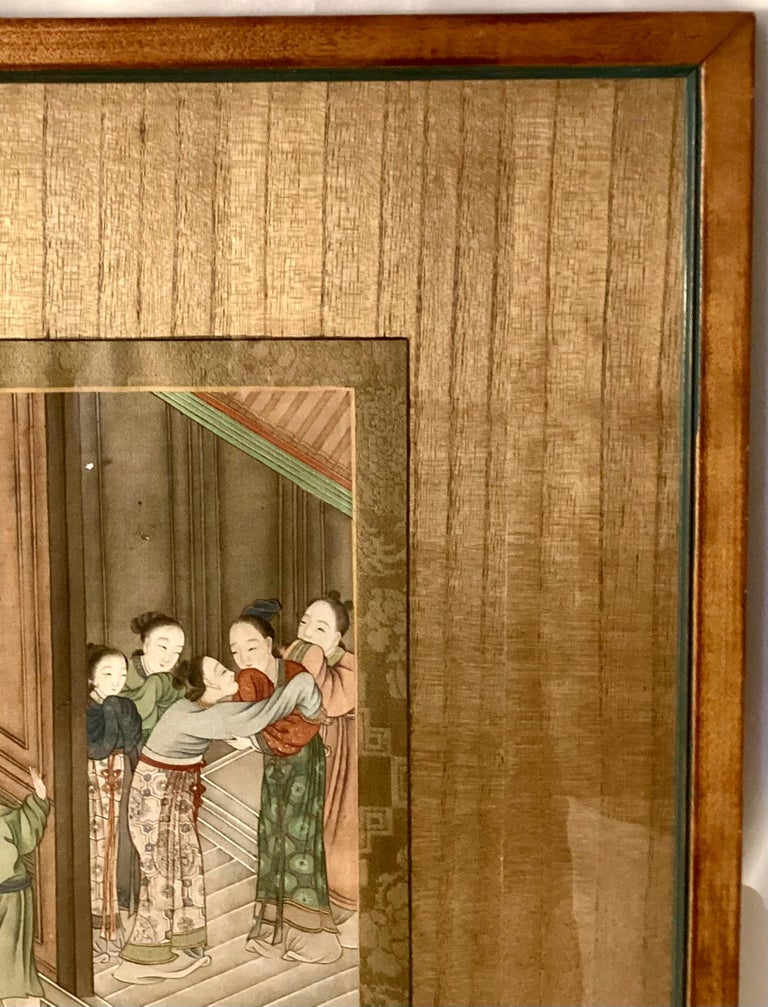 19th Century Chinese Silk Painting, Framed For Sale at 1stDibs