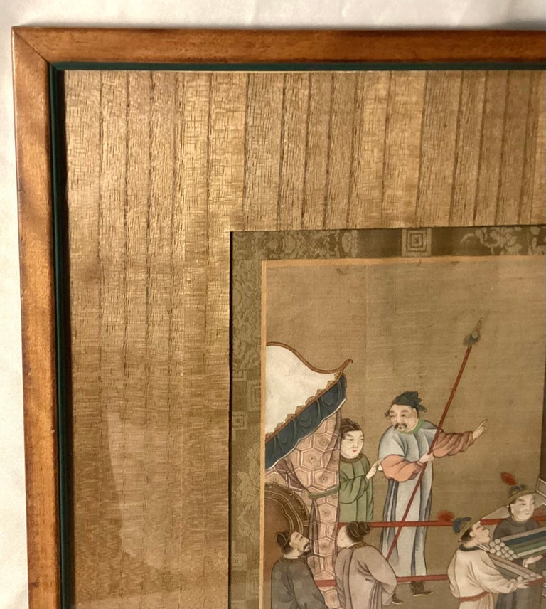 19th Century Chinese Silk Painting, Framed For Sale at 1stDibs