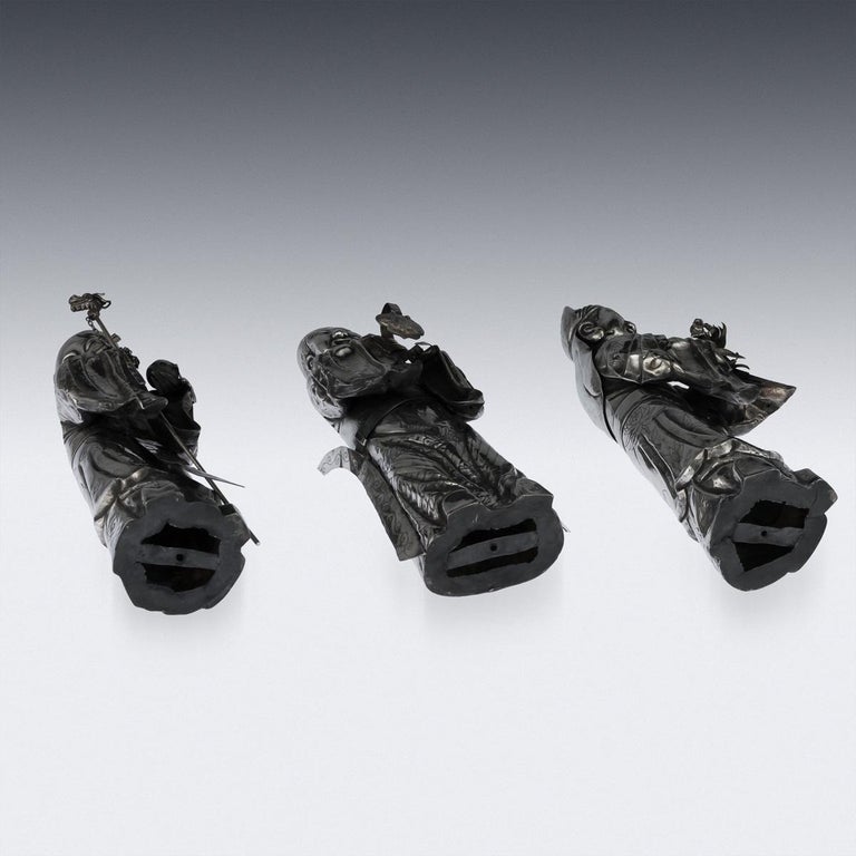 19th Century Chinese Solid Silver Set of Three Immortal Figures, circa ...