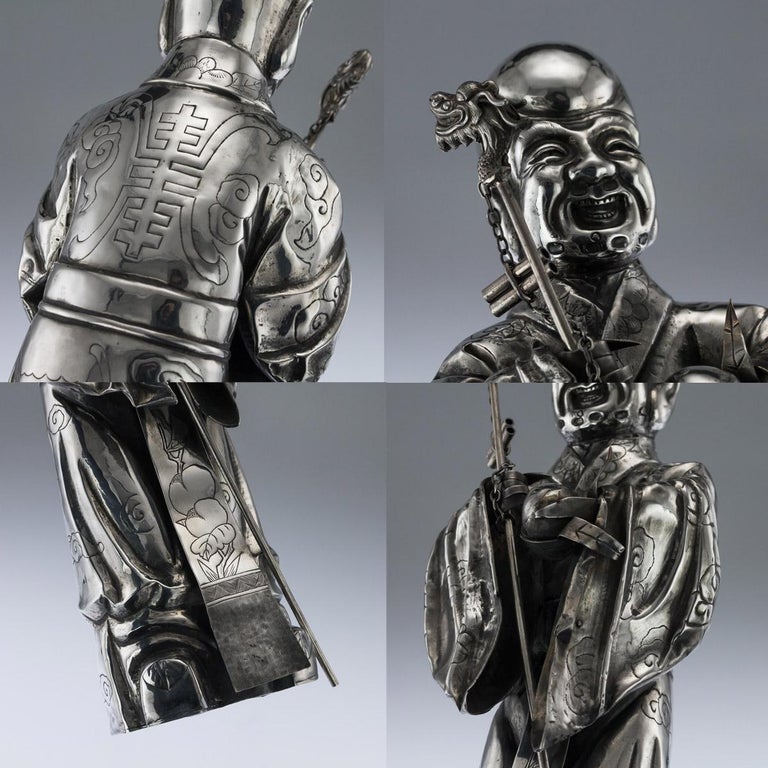 19th Century Chinese Solid Silver Set of Three Immortal Figures, circa ...