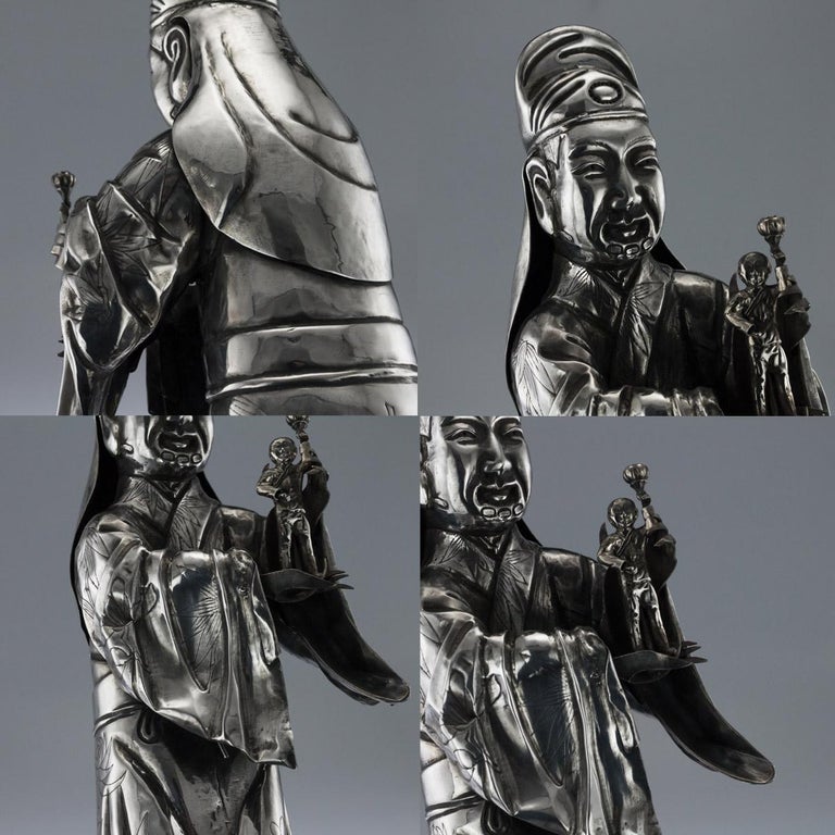 19th Century Chinese Solid Silver Set of Three Immortal Figures, circa ...