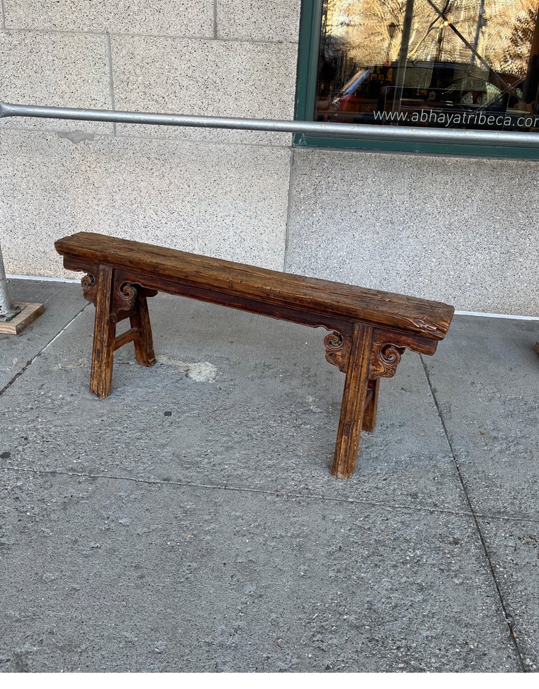 19th Century Chinese Two Person Elm Bench For Sale at 1stDibs