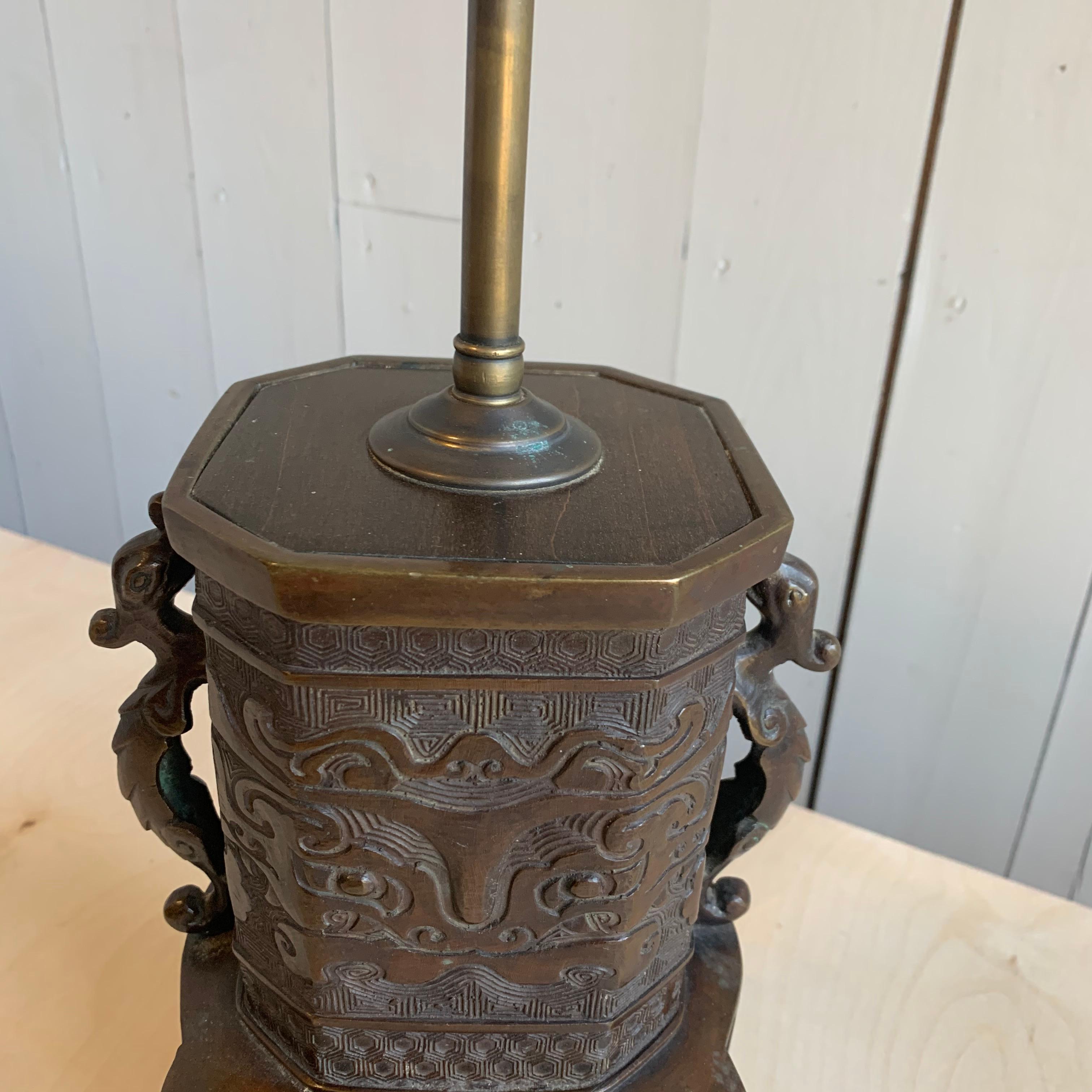 19th Century Chinese Urn In Bronze, Mounted As A Table Lamp For Sale at ...