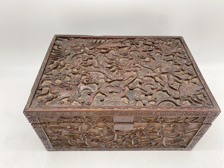 19th Century Chinese Wooden Rectangular 'Mythical Beasts' Box For Sale ...