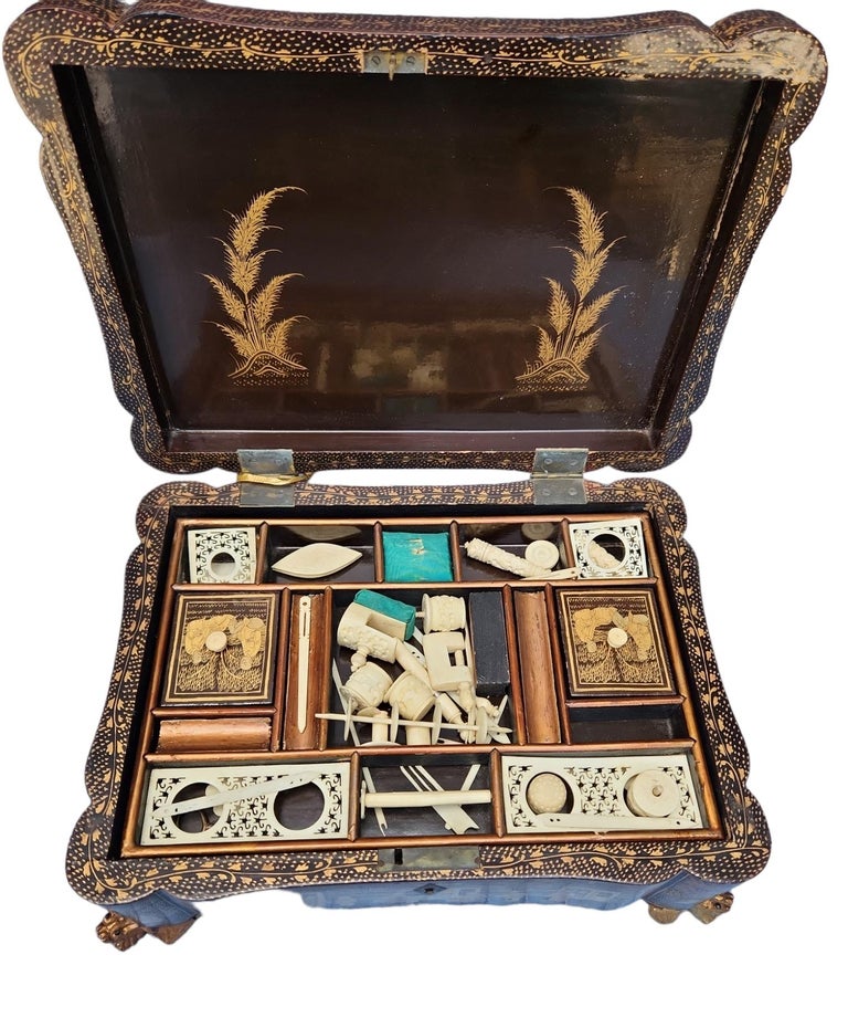 19th Century Chinoiserie Sewing Box For Sale at 1stDibs