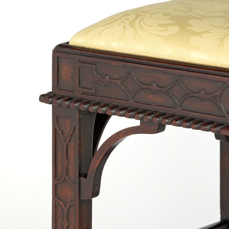 19th Century Chippendale Style Blind-Fret Carved Stool For Sale at 1stDibs