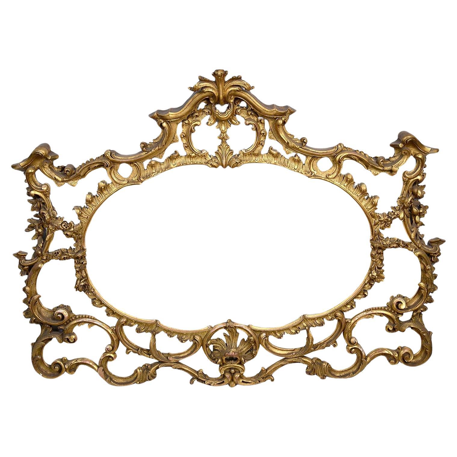 19th Century Chippendale style gilded wall mirror. For Sale at 1stDibs