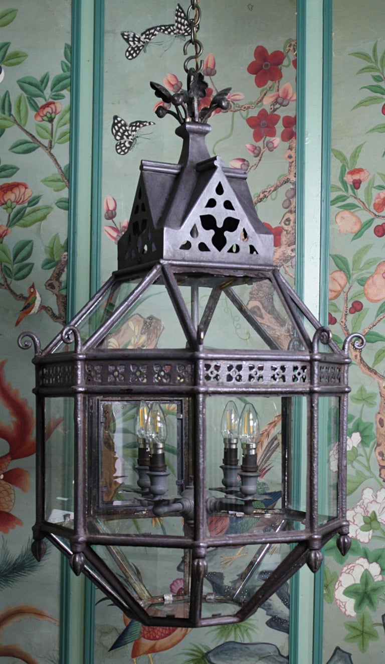 19th Century circa 1830 Regency Iron and Brass Octagonal Lantern Light ...