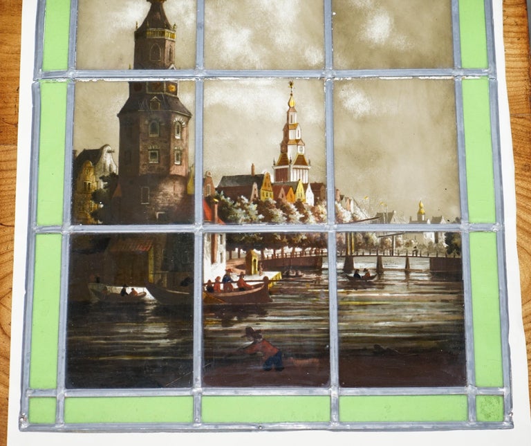 19th Century circa 1860 French Stained Glass Lead Lined Window Hand ...