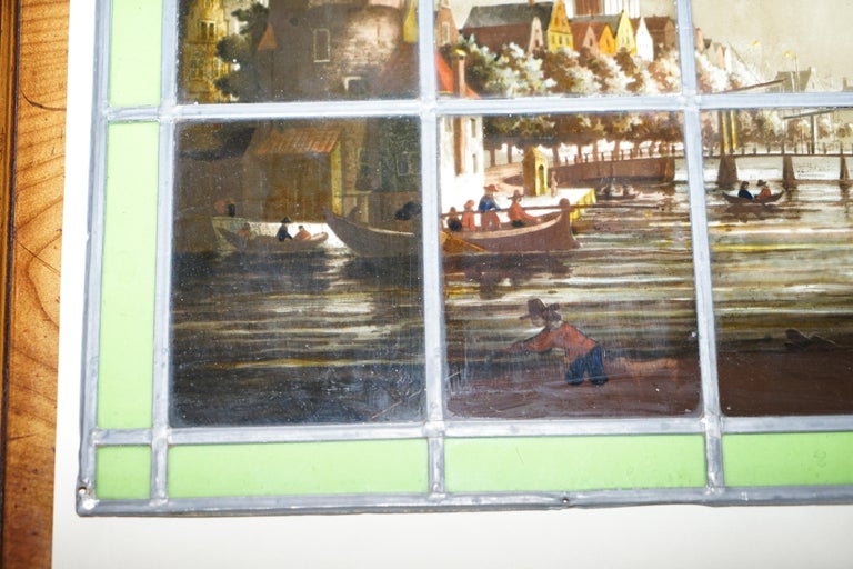 19th Century circa 1860 French Stained Glass Lead Lined Window Hand ...