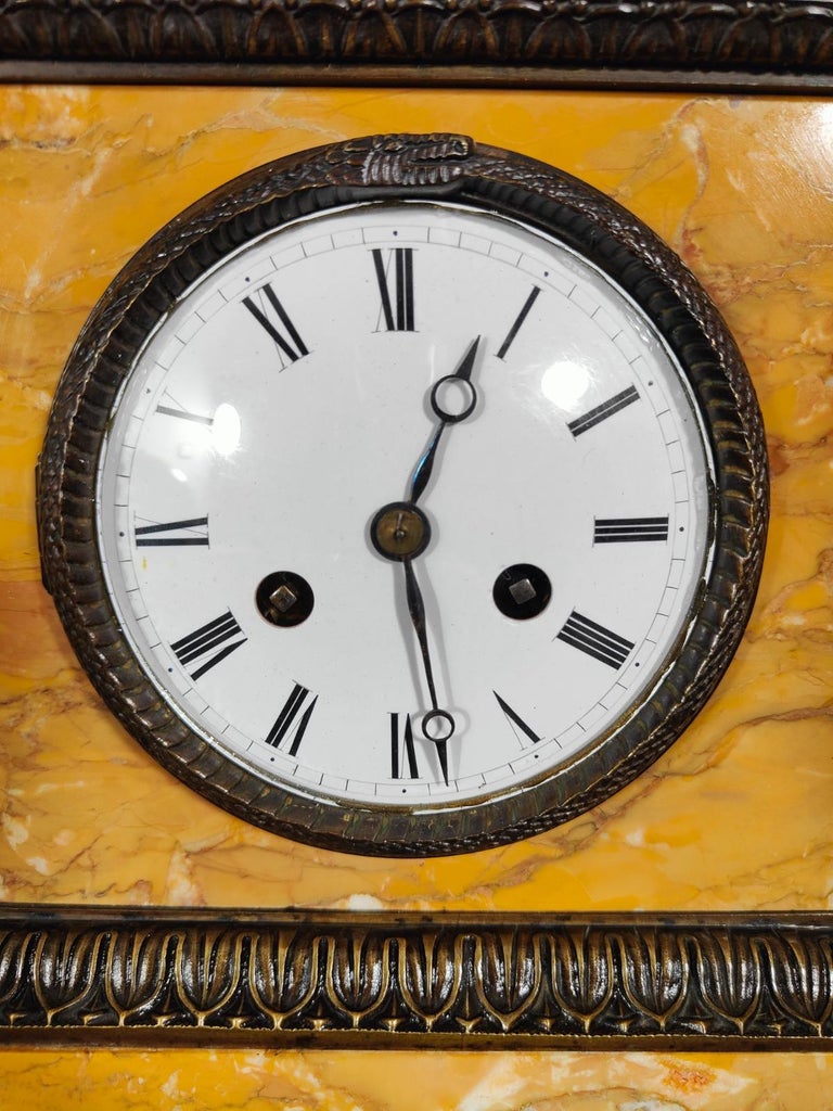 19th Century Clock Empire Clock in Siena Marble For Sale at 1stDibs