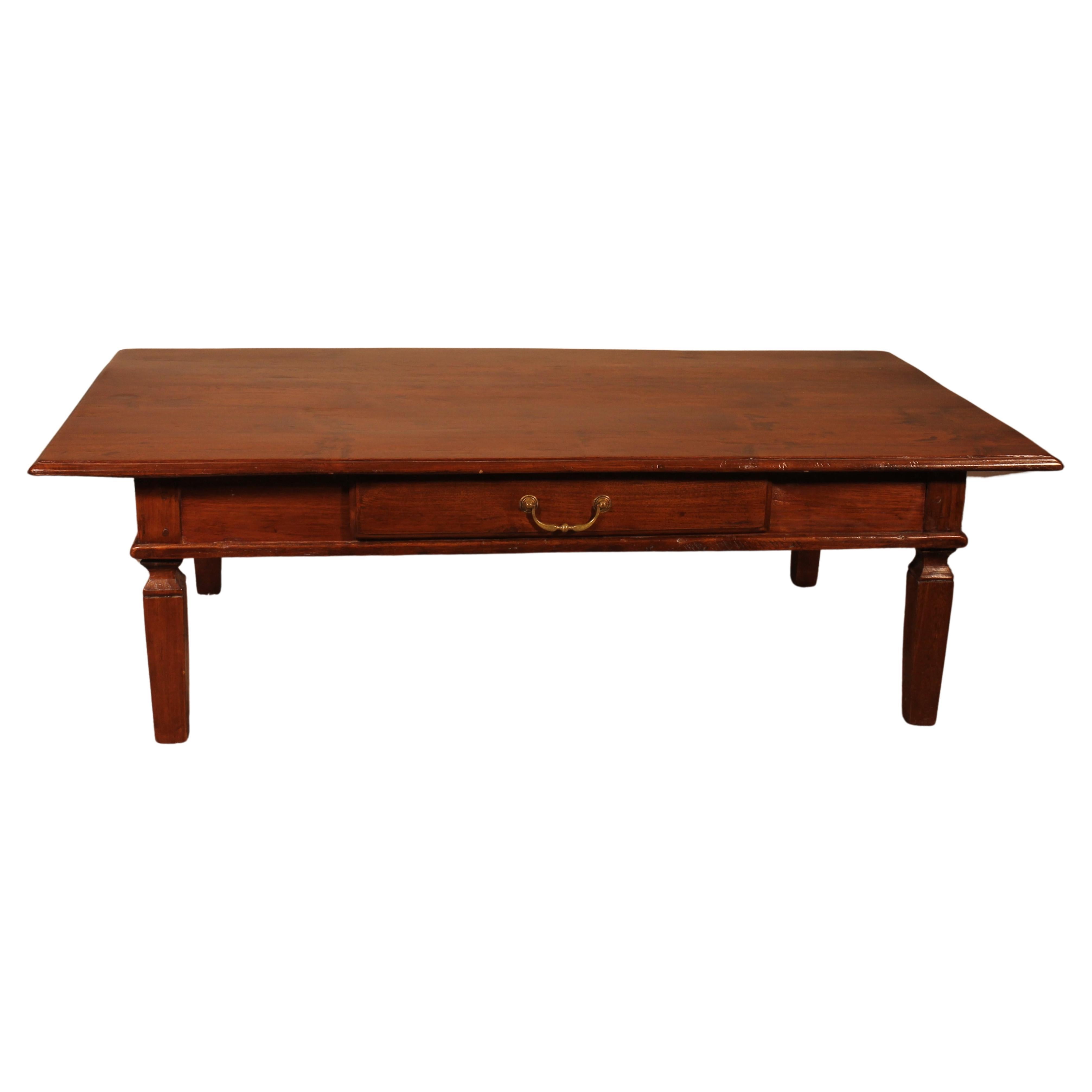19th Century Swiss Coffee Table with Two Drawers For Sale at 1stDibs