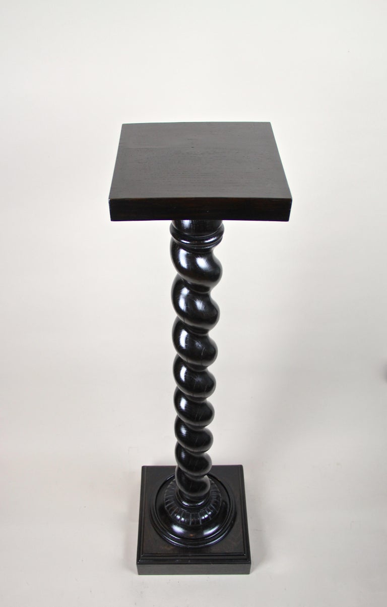19th Century Column Pedestal Dark Brown Oakwood, Austria, circa 1870 ...