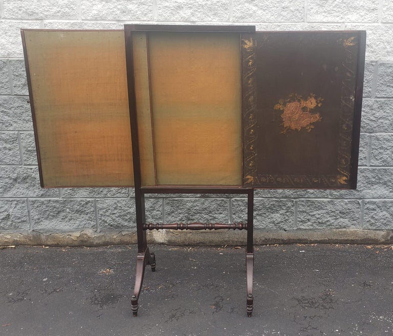 19th Century Continental Mahogany and Tapestry Expandable Trestle Fire ...