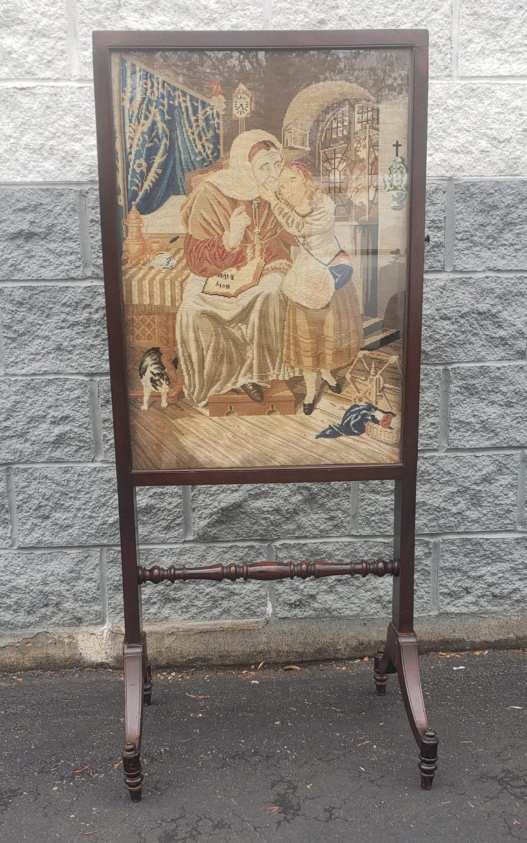 19th Century Continental Mahogany and Tapestry Expandable Trestle Fire ...