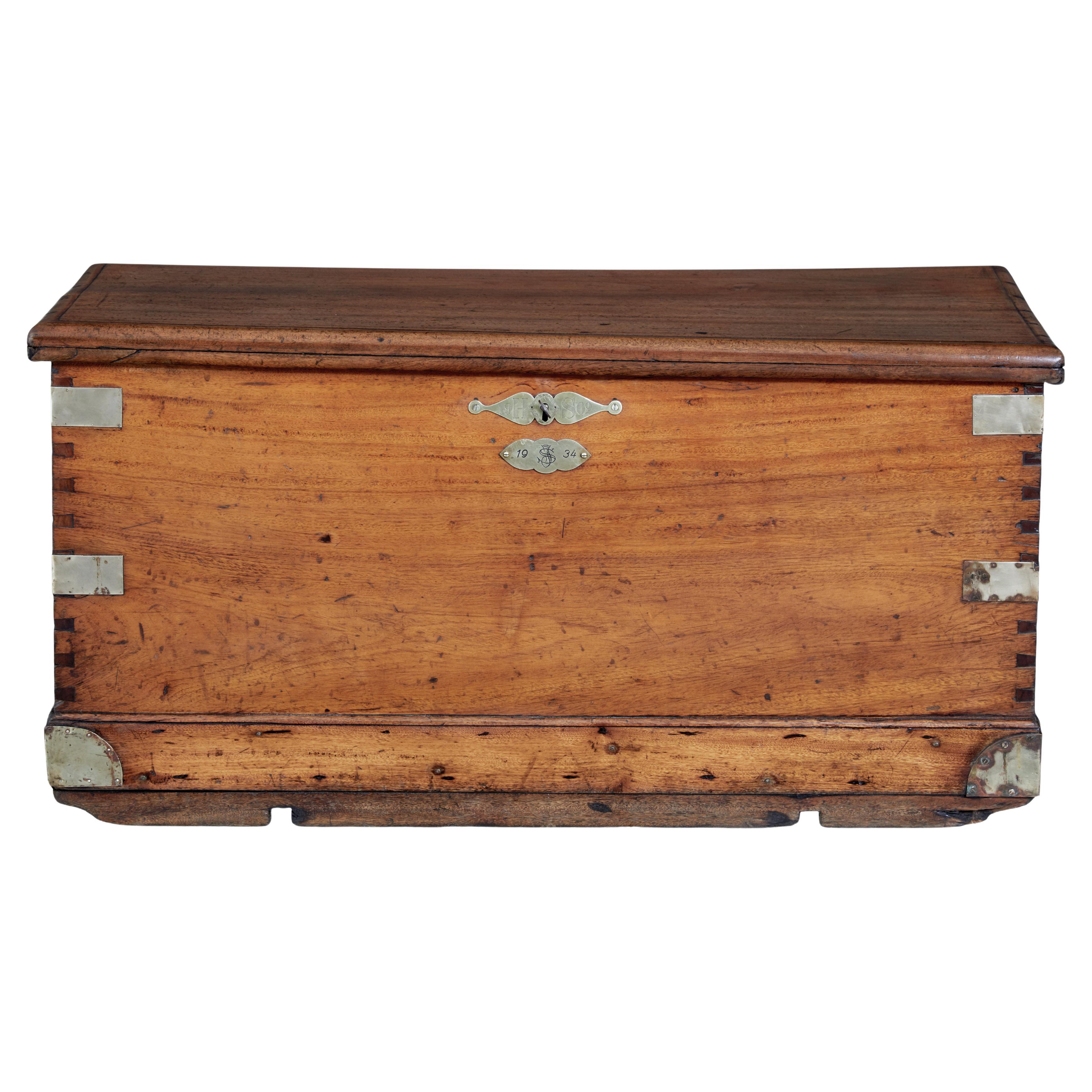 19th Century Continental Mahogany Maritime Chest For Sale at 1stDibs